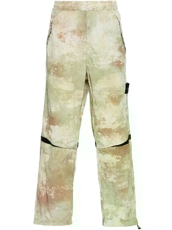 Stone Island Shell Camouflage Pattern Panelled Trousers