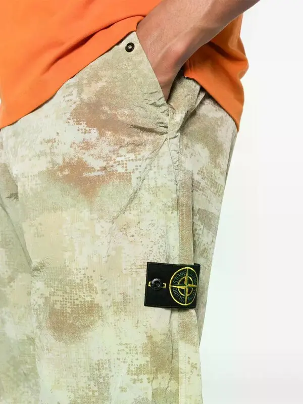 Stone Island Shell Camouflage Pattern Panelled Trousers