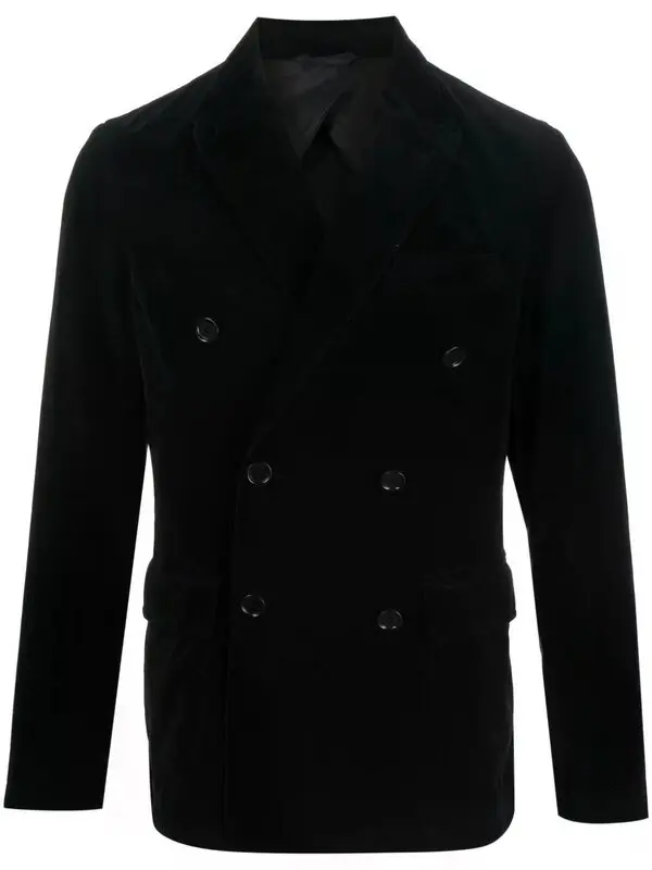 Aspesi Notched-lapels Velvet-finish Double-breasted Blazer