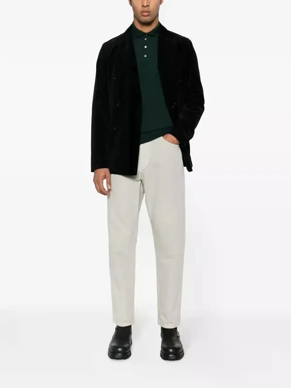 Aspesi Notched-lapels Velvet-finish Double-breasted Blazer