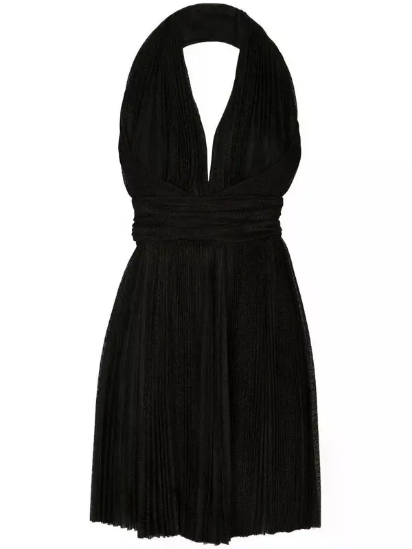 Dolce & Gabbana Plissé Halterneck Mini Dress - Black