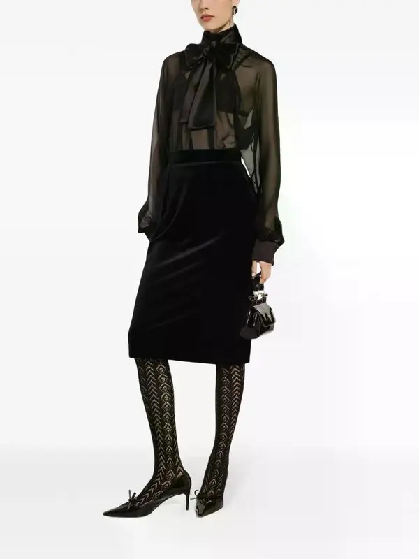 Dolce & Gabbana Velvet Knee-length Skirt - Black