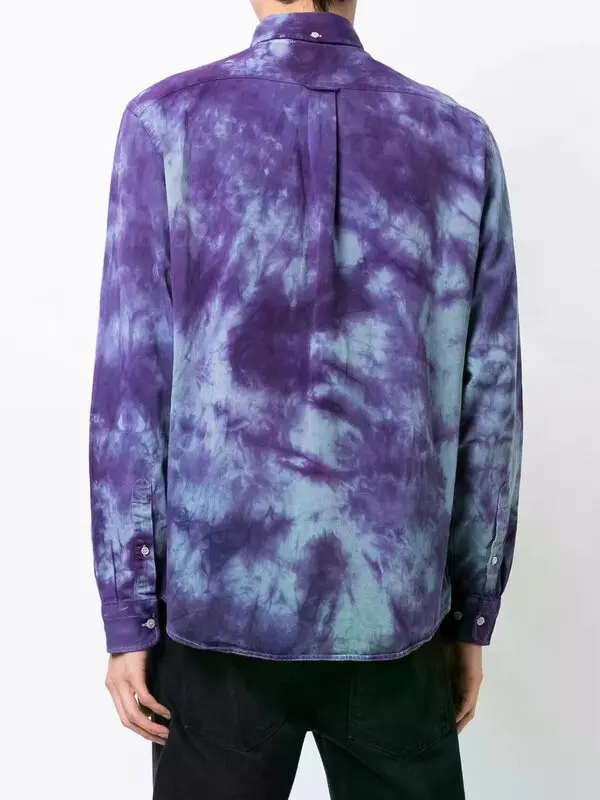STAIN SHADE Long-sleeve Tie-dye Shirt - Blue