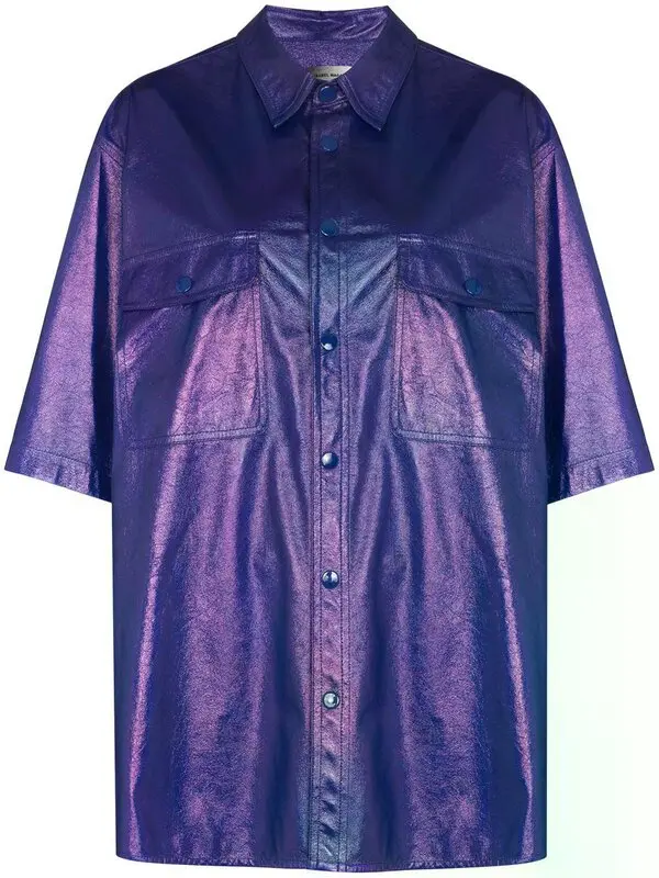 MARANT Gilin Faux-leather Shirt - Blue