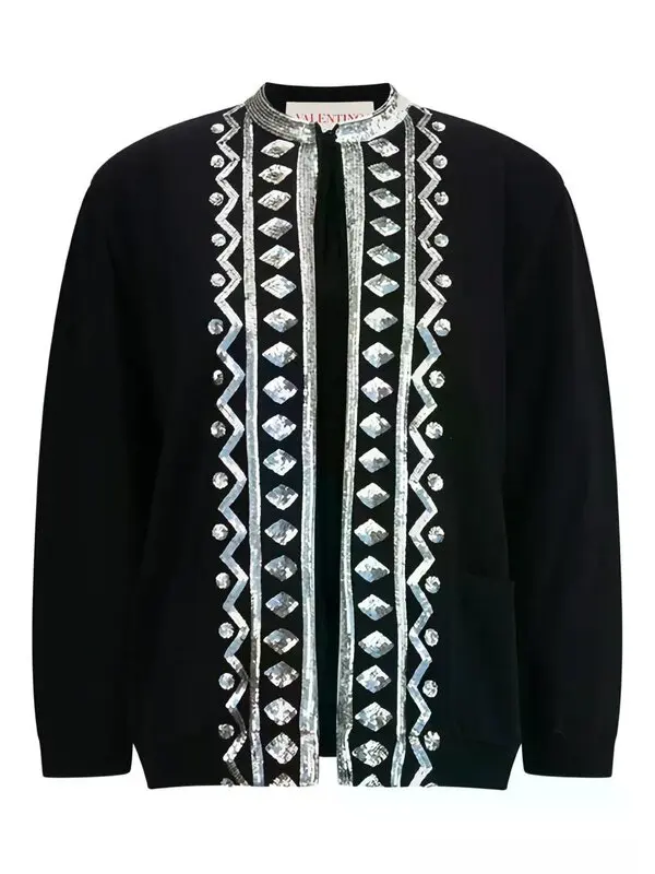 Valentino Garavani Sequinned Trim Cardigan - Black