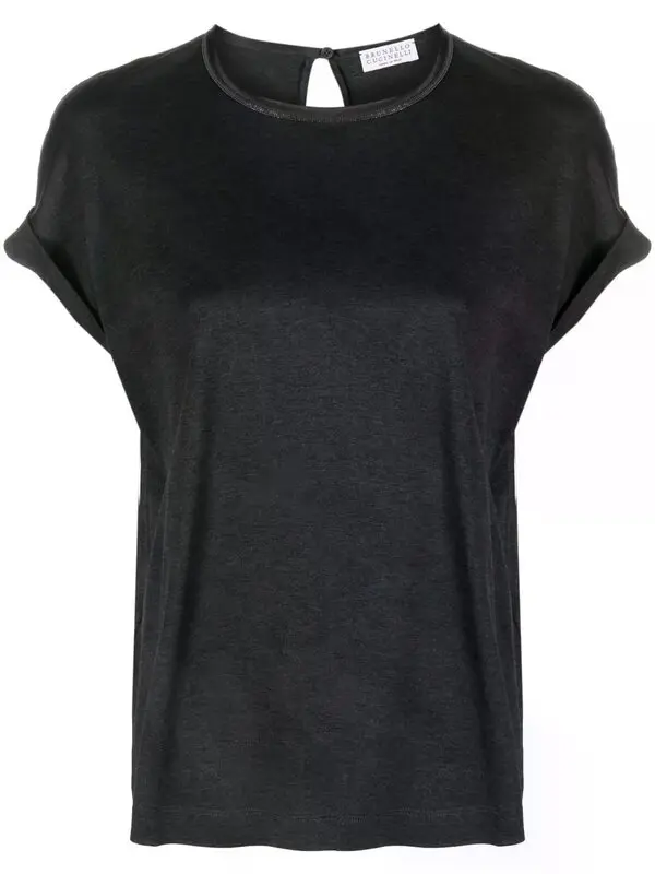 Brunello Cucinelli Keyhole Detail Cotton T-shirt - Grey