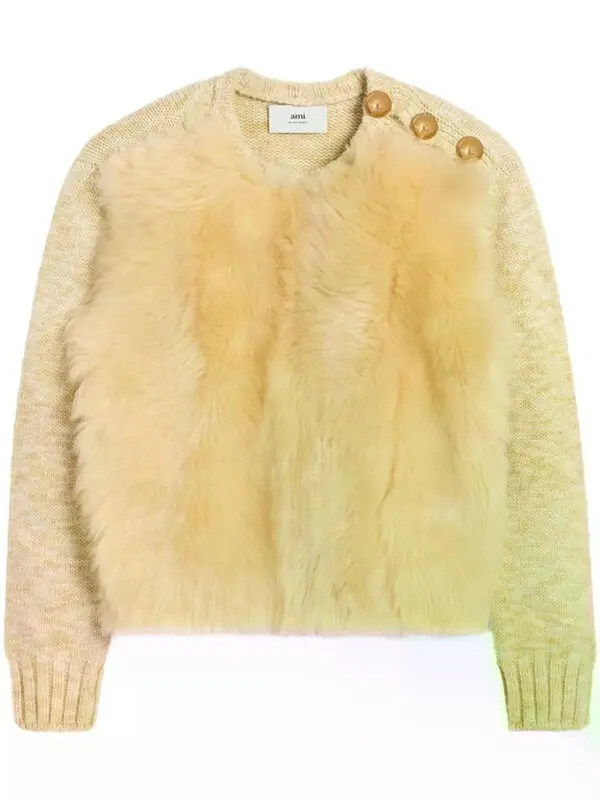 AMI Paris Shearling Crew Neck Sweater