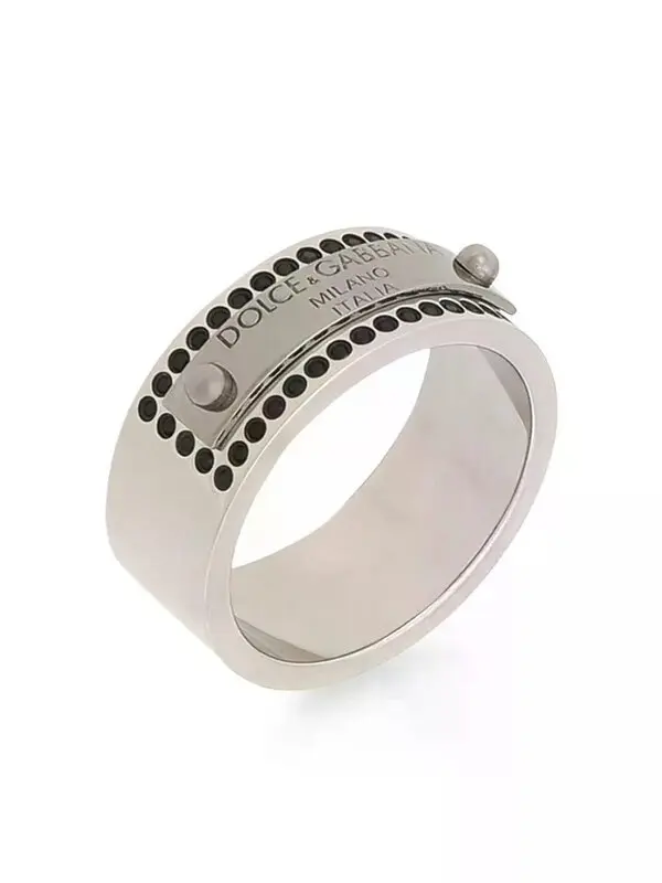 Dolce & Gabbana Embellished Logo Ring - Silver