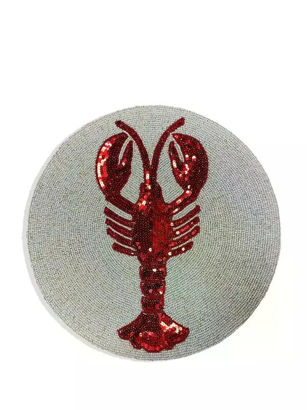 LES-OTTOMANS Lobster Beaded Placemat - Grey
