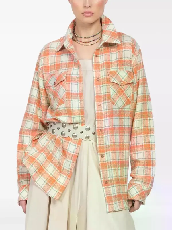 GOD'S TRUE CASHMERE Check-print Cashmere Overshirt - Orange