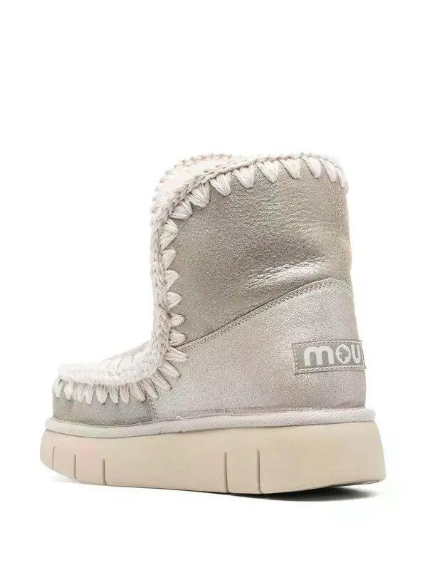 Mou Logo Patch Chunky Boots - Silver