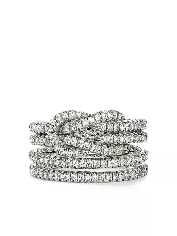 John Hardy Sterling Love Knot Diamond Ring - Silver