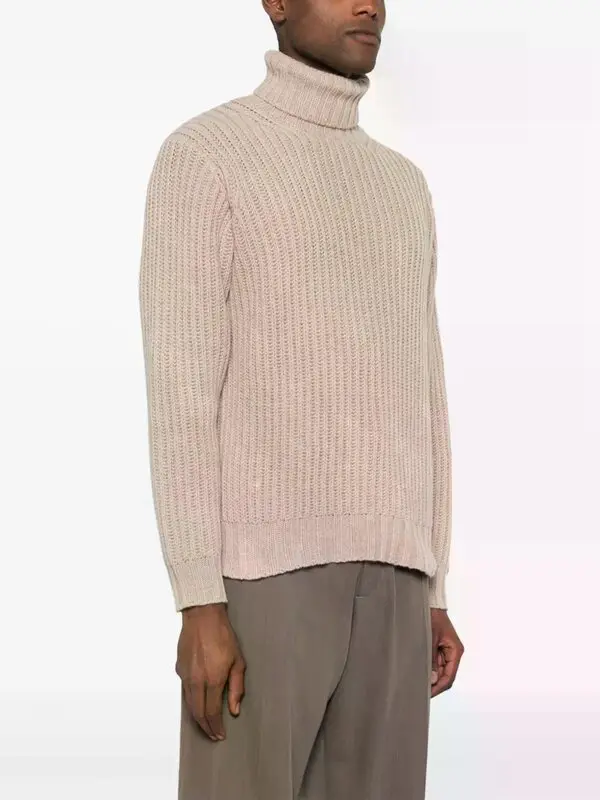 DELL'OGLIO Cashmere Roll Neck Jumper - Neutrals