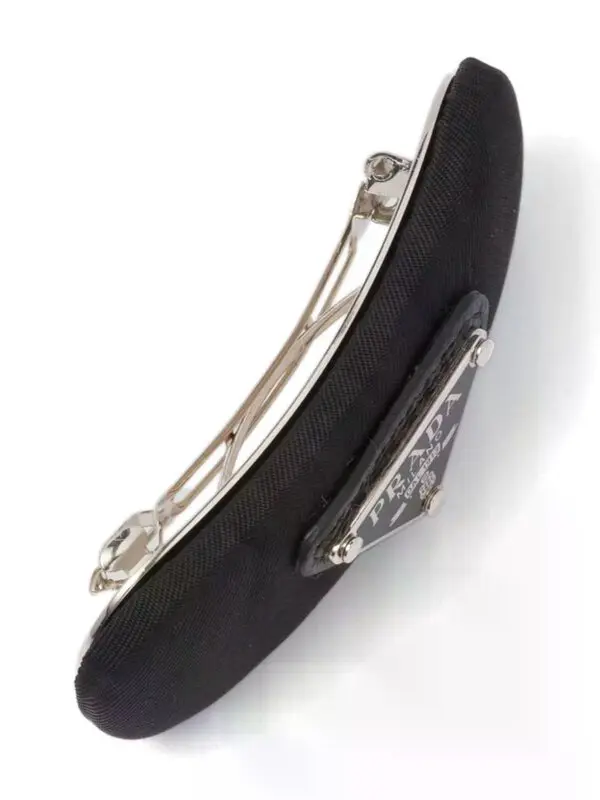 Prada Enamelled Logo Hair Clip - Black