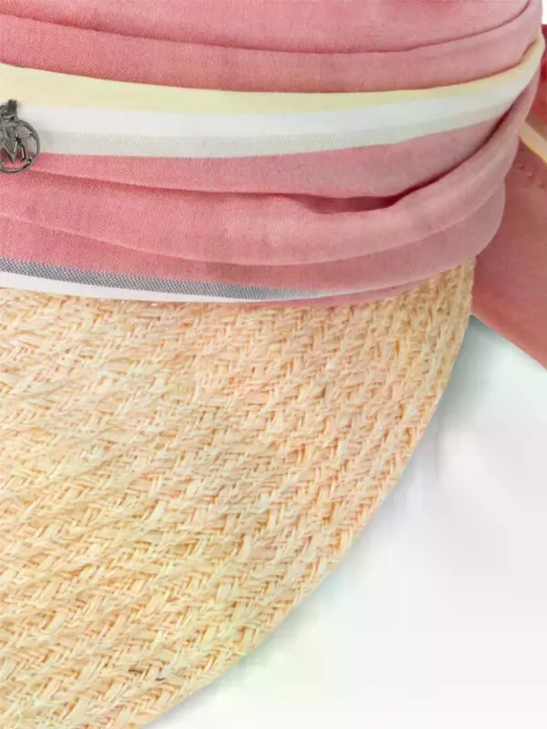 MAISON MICHEL Straw Sun Visor With Rear Tie Detail