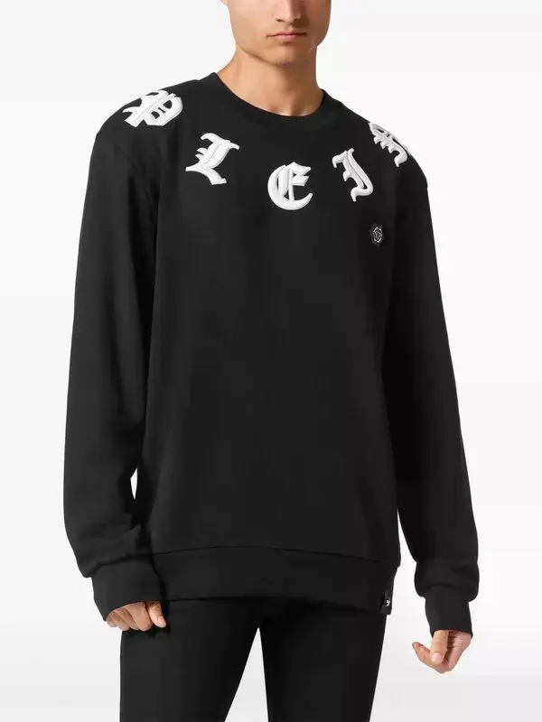 Philipp Plein Gothic-embroidered Cotton Sweatshirt
