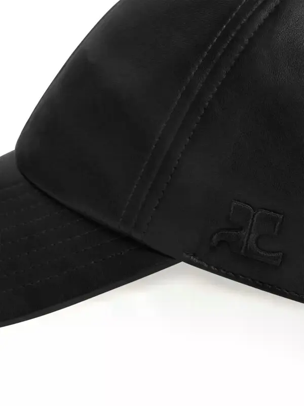 COURREGES Ac Leather Cap - Black