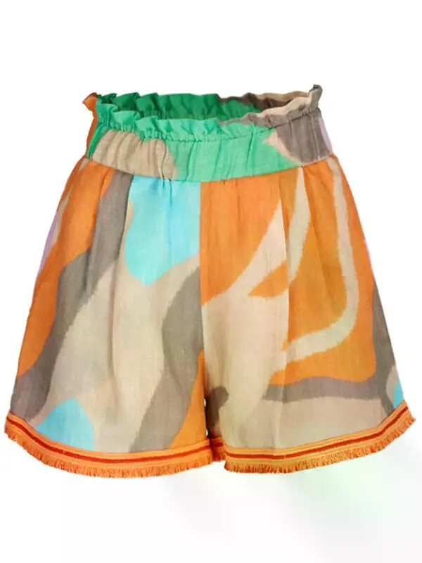 Silvia Tcherassi Abstract-print Linen Shorts