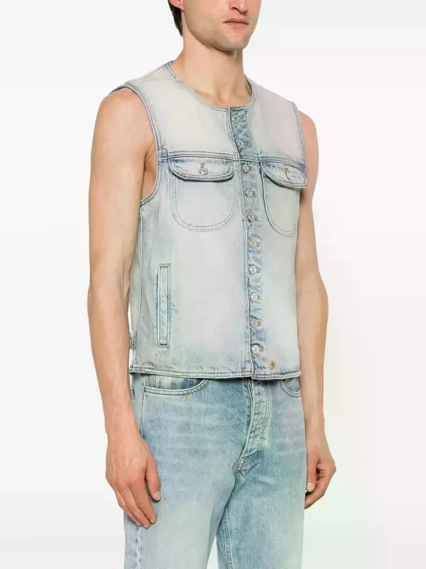 COURREGES Logo-embroidered Denim Vest