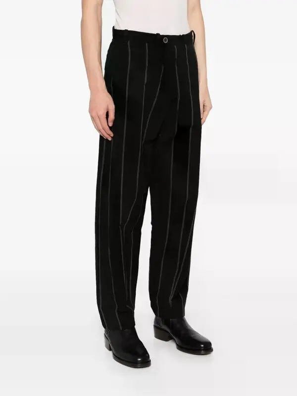 JAN JAN VAN ESSCHE And Grey Vertical Stripe Cotton-linen Blend Trousers