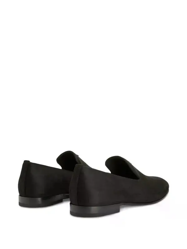 GIUSEPPE ZANOTTI Suede Slip-on Loafers With Silver-tone Logo Plaque