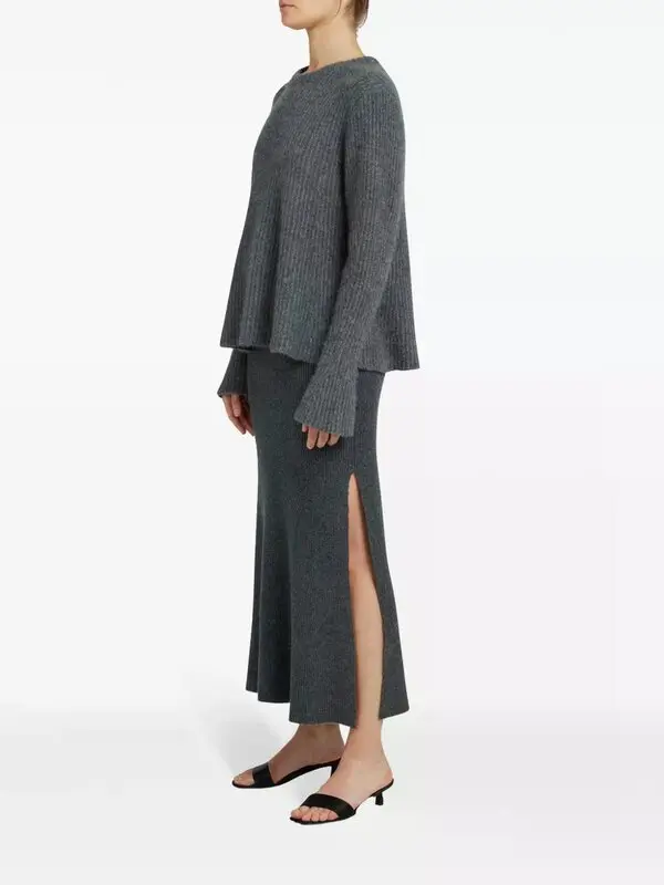 Cashmere In Love Flared Knitted Jumper - Grey
