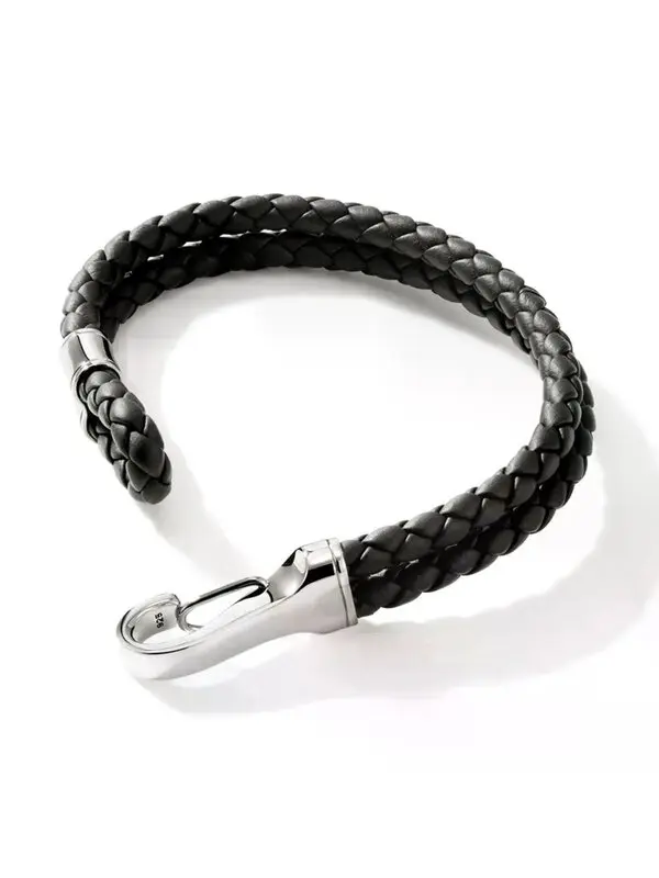 John Hardy Sterling Silver And Braided Leather Bracelet