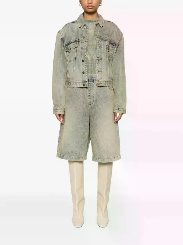 ENTIRE STUDIOS Light Beige Wash Denim Shorts
