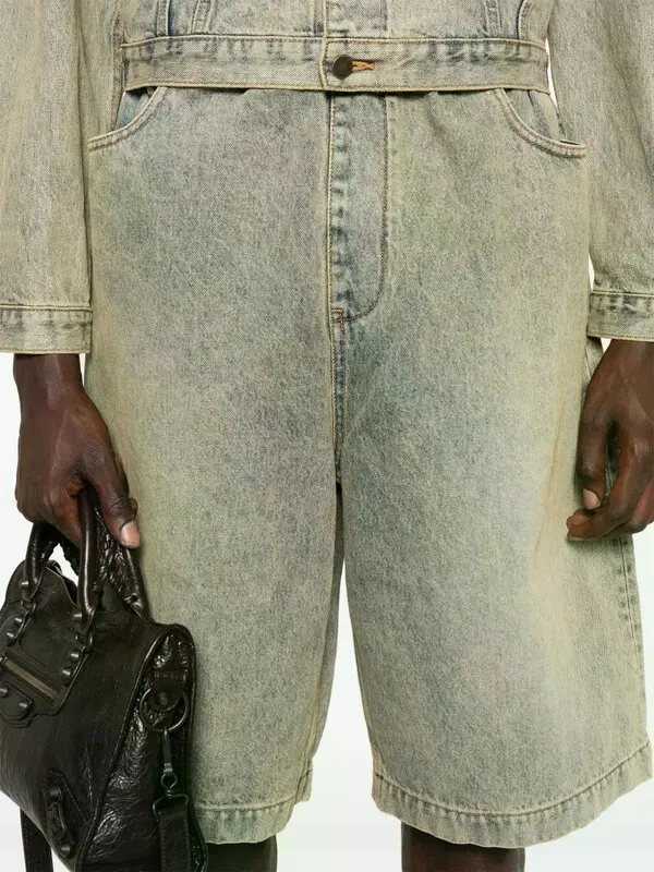 ENTIRE STUDIOS Light Beige Wash Denim Shorts