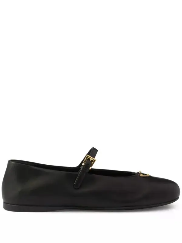 Prada Leather Ballet Flats - Black