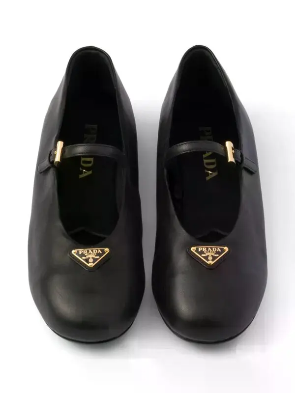 Prada Leather Ballet Flats - Black