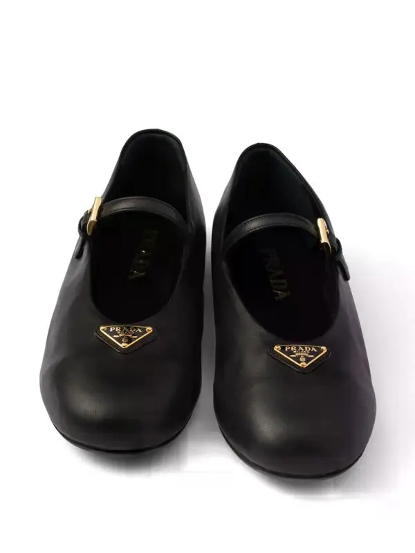 Prada Leather Ballet Flats - Black