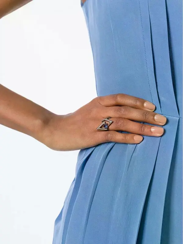 Nikos Koulis Geometric Sapphire And Diamond Ring