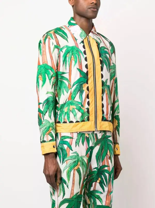 ENDLESS JOY Palm Tree Print Blouson Jacket