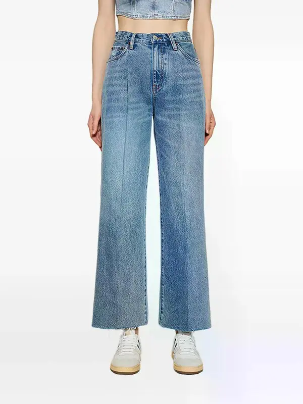 HEY JOANIE Logo-patch Cropped Jeans