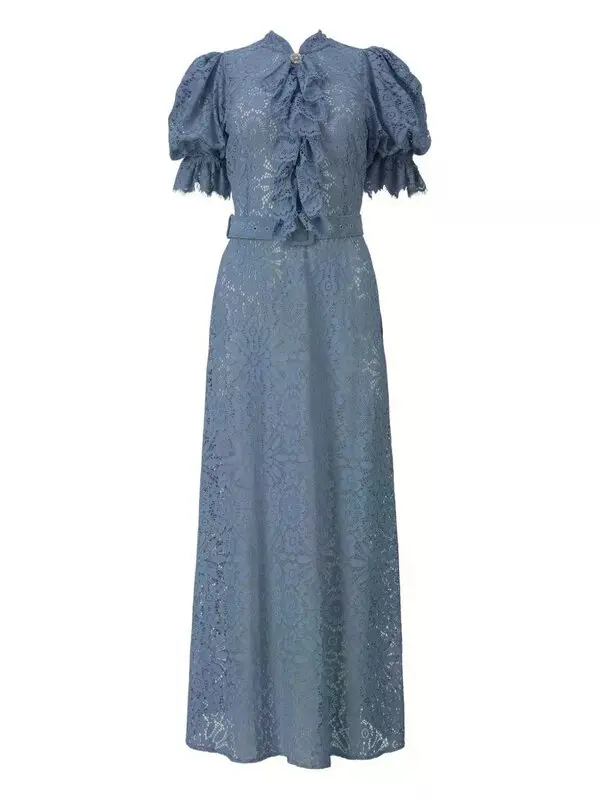 MOOS STUDIO Celeste Dress With Floral Embroidery And Belt