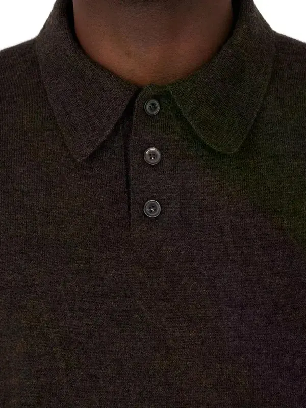 MAISON MARGIELA Elbow-patch Wool Polo Shirt - Brown