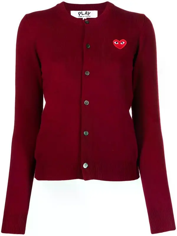 Play Comme Des Garcon Heart Motif Cardigan - Red