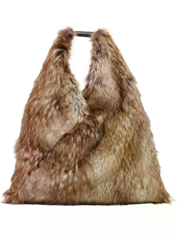 MAISON MARGIELA Japanese Handbag In Faux Fur - Brown