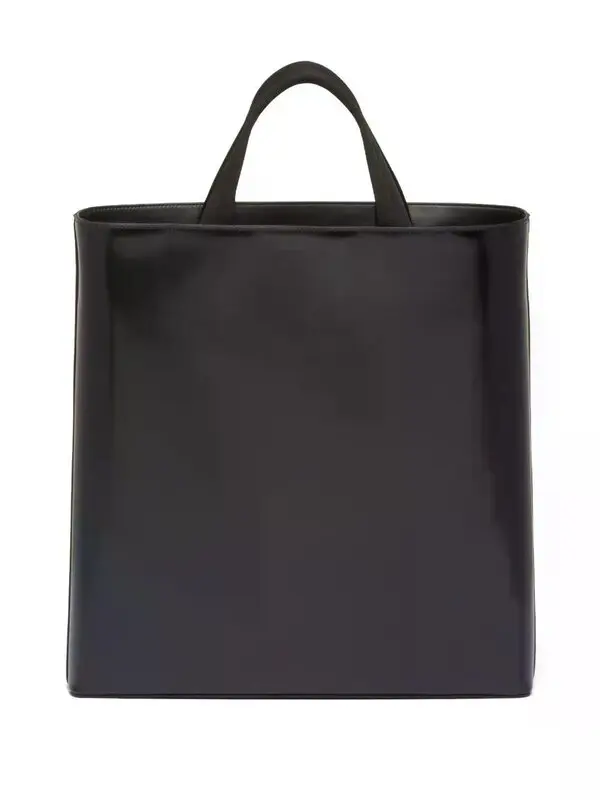 Prada Leather Tote Bag With Stamped Logo