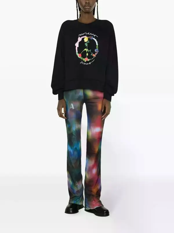 Moschino Peace Sign Print Cotton Sweatshirt - Black