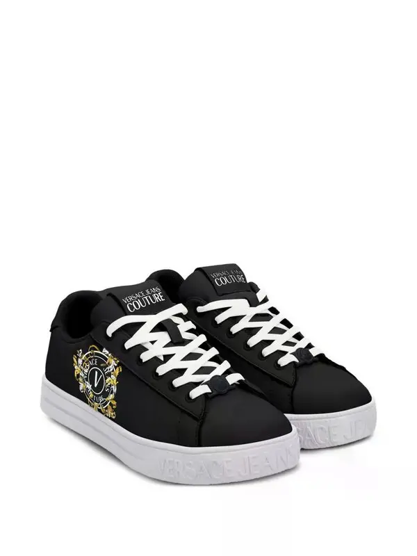 Versace Logo Detail Sneakers - Black