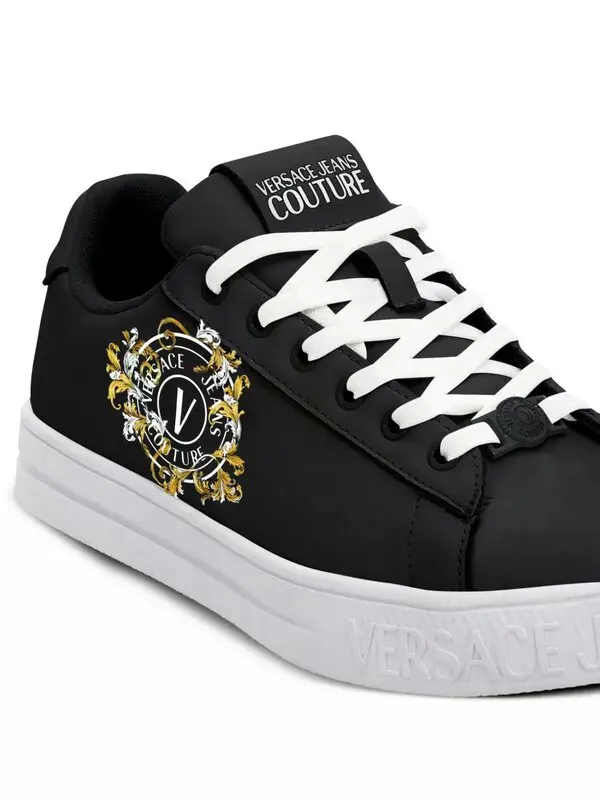 Versace Logo Detail Sneakers - Black