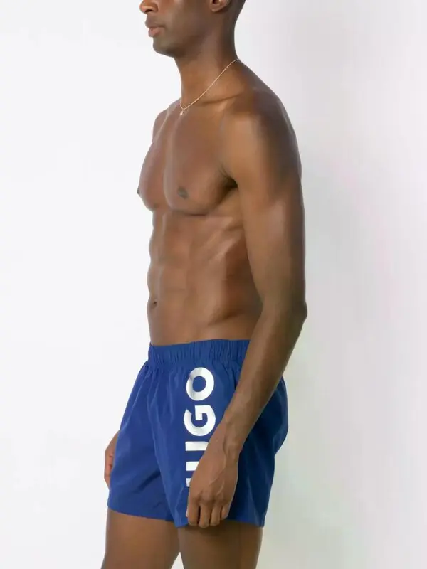 Hugo Abas Metallic Logo-print Swim Shorts