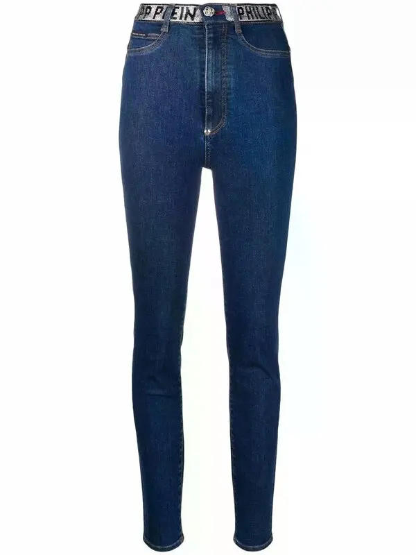 Philipp Plein Skinny-leg Jeans With Logo Embellishment - Blue