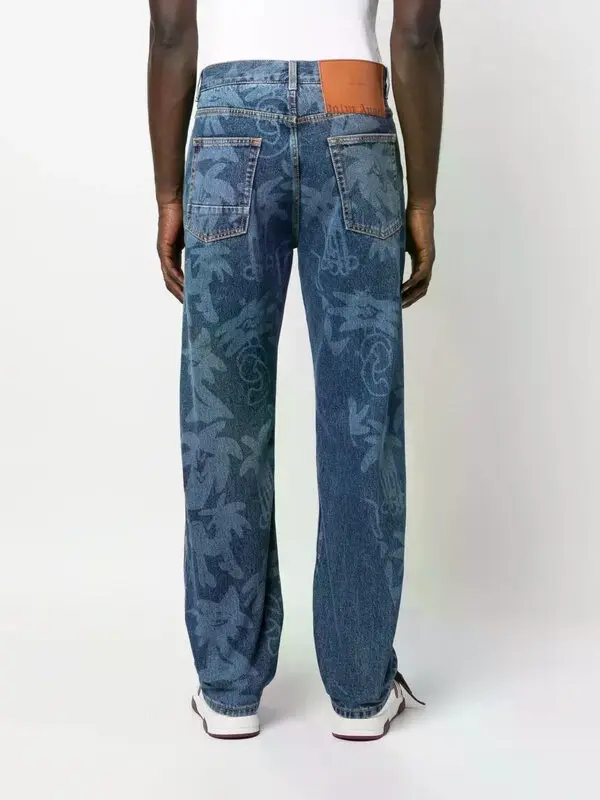 Palm Angels Palm Tree Print Denim Jeans