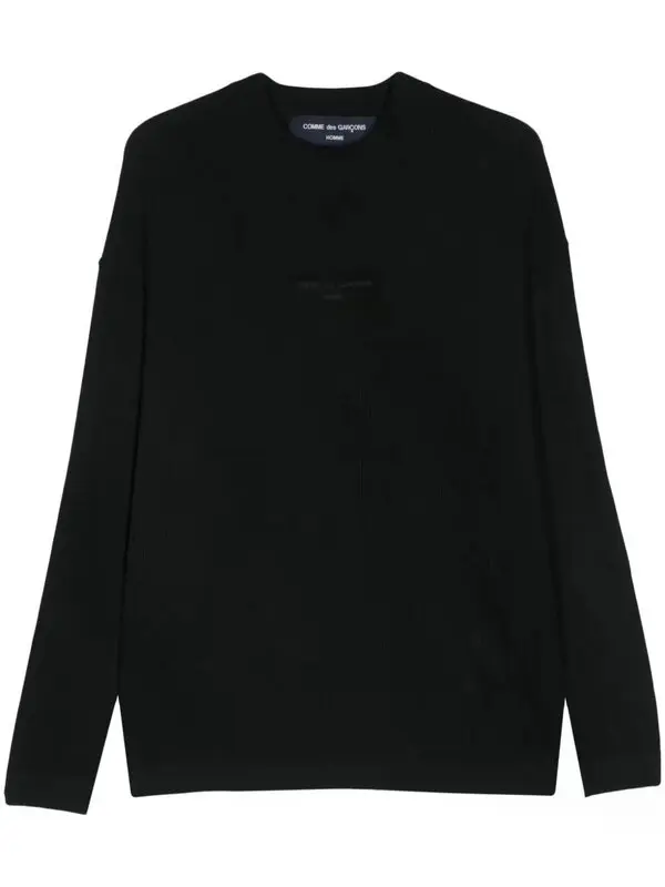 Comme Des Garçons Logo Embroidered Cotton Jumper - Black