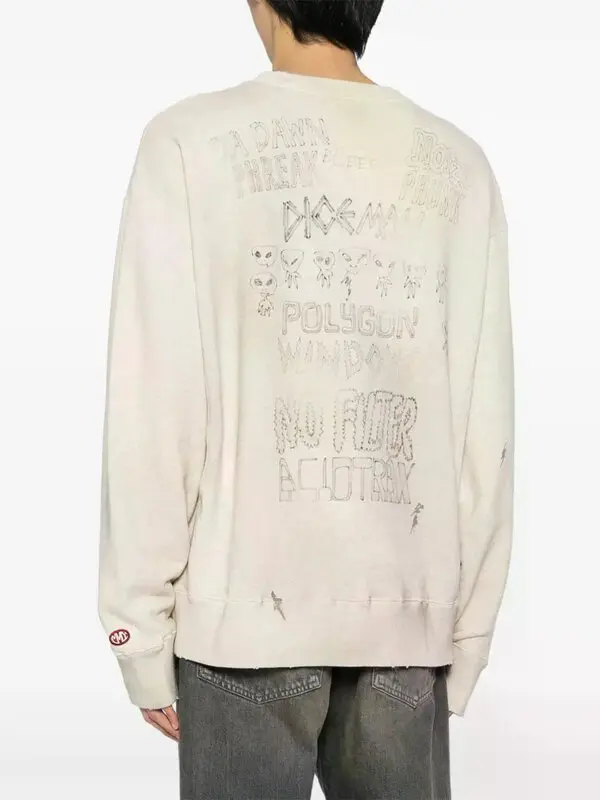 Mihara Yasuhiro Sketch-print Distressed Jumper