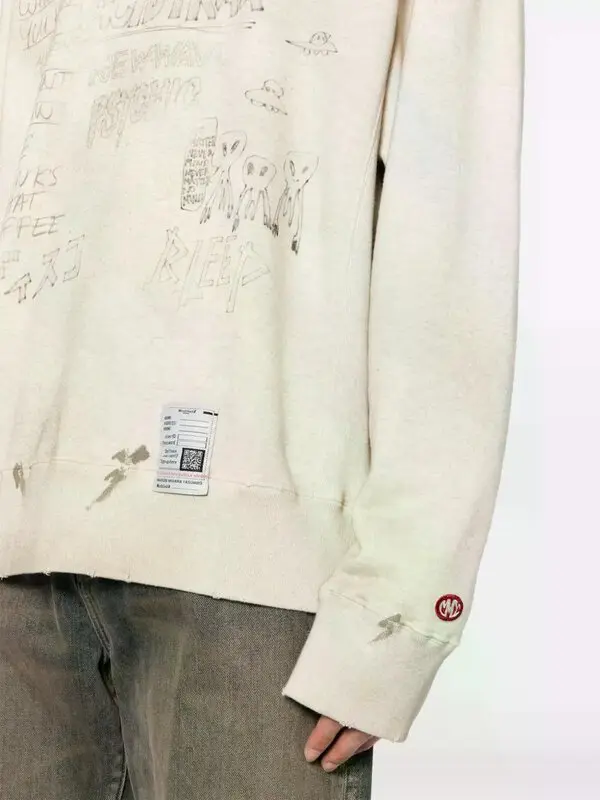 Mihara Yasuhiro Sketch-print Distressed Jumper