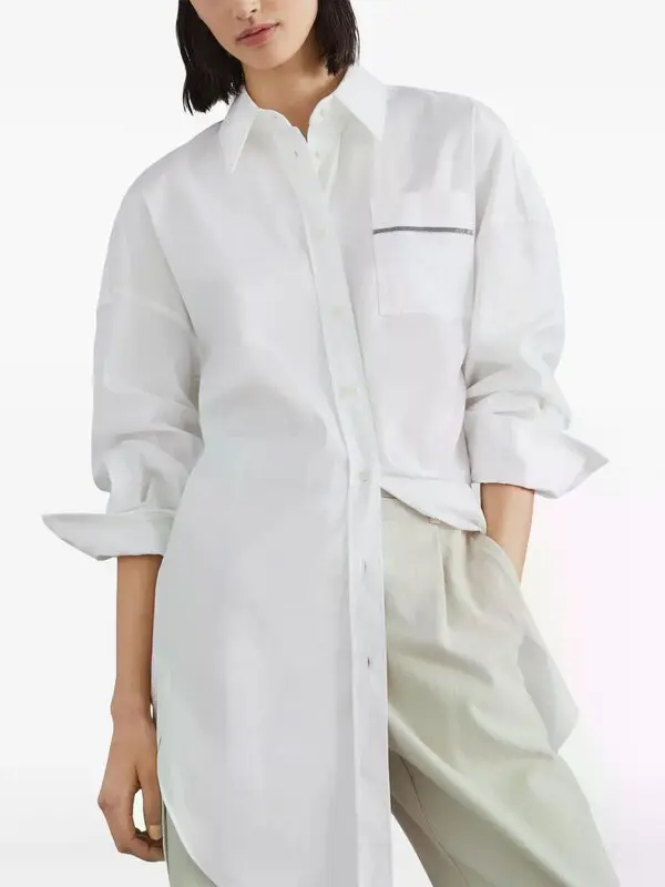 Brunello Cucinelli Monili Detail Cotton Blend Shirt